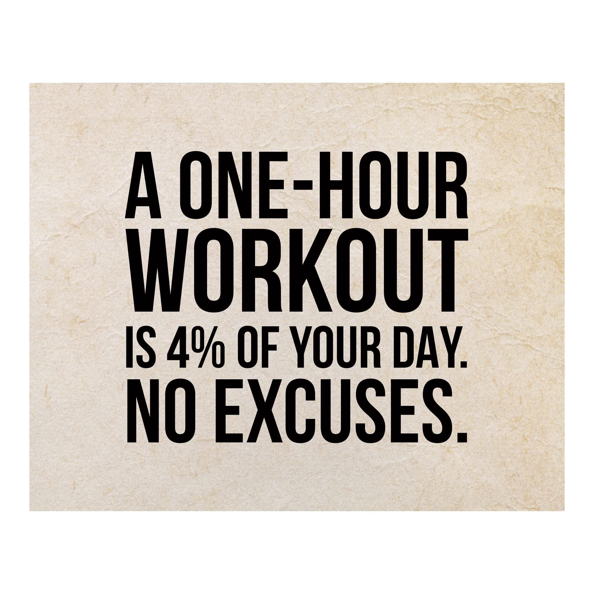 One Hour = 4% of Your Day - Motivational Gym Wall Art, Inspirational ...