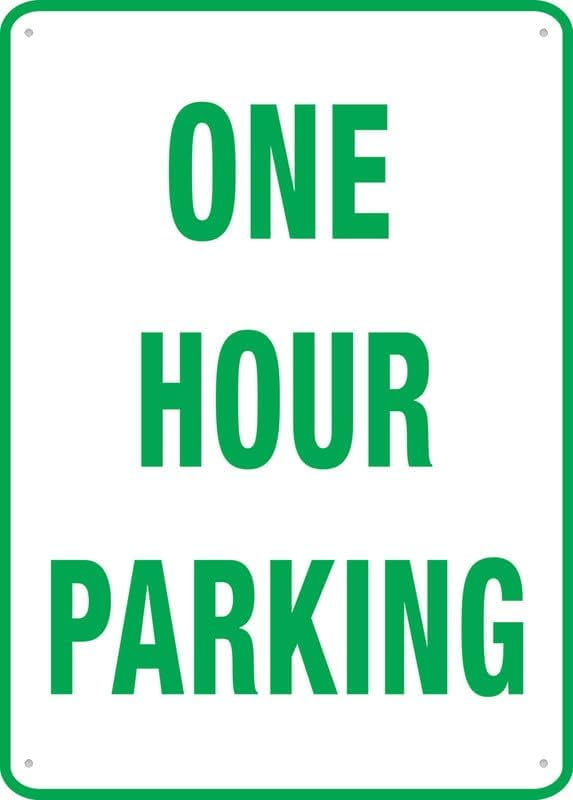 One Hour Parking Sign Signs Outdoor Uv Printed Aluminum 12 X 8 In ...