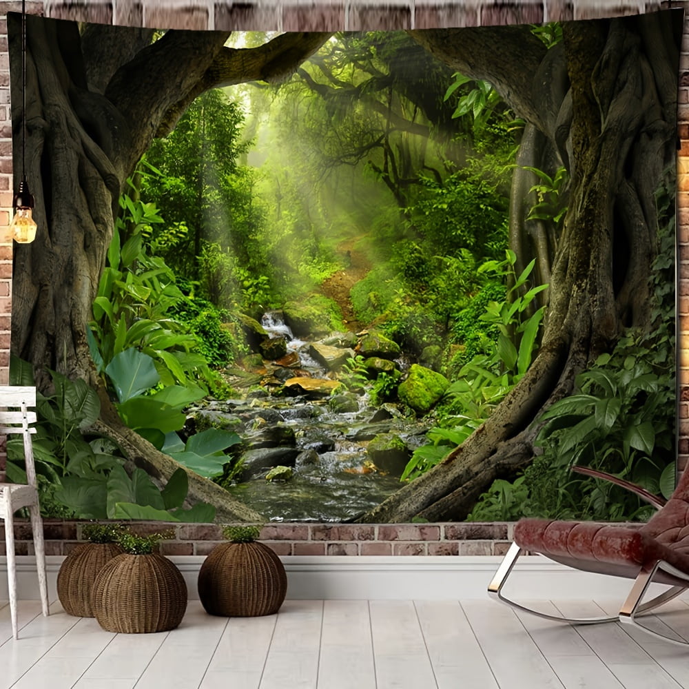 One House Nature Landscape Forest Pathway Tapestry 60" x 79" Wall ...