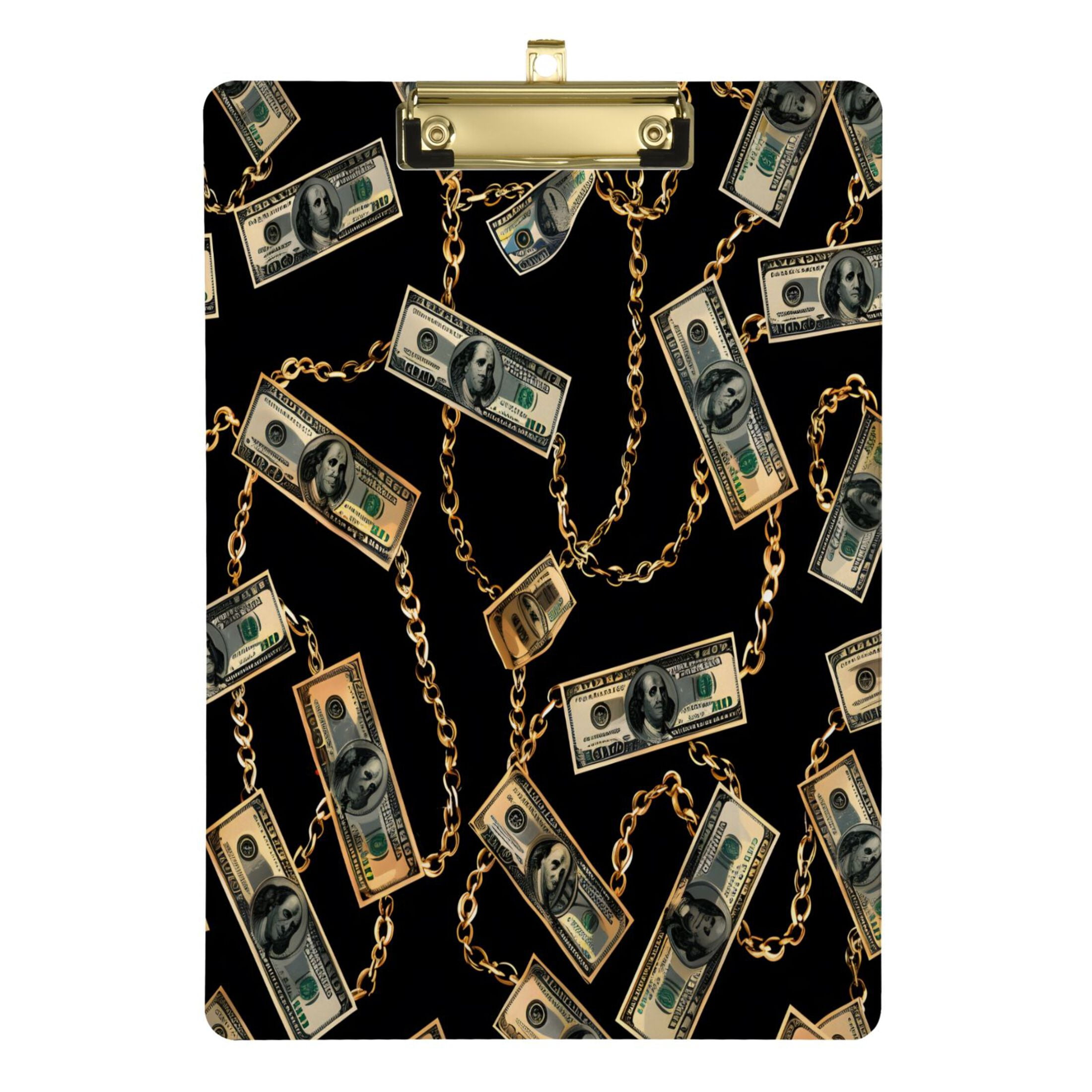 One Hundred Dollar Bills with Chain Acrylic Clipboards A4 Standard ...