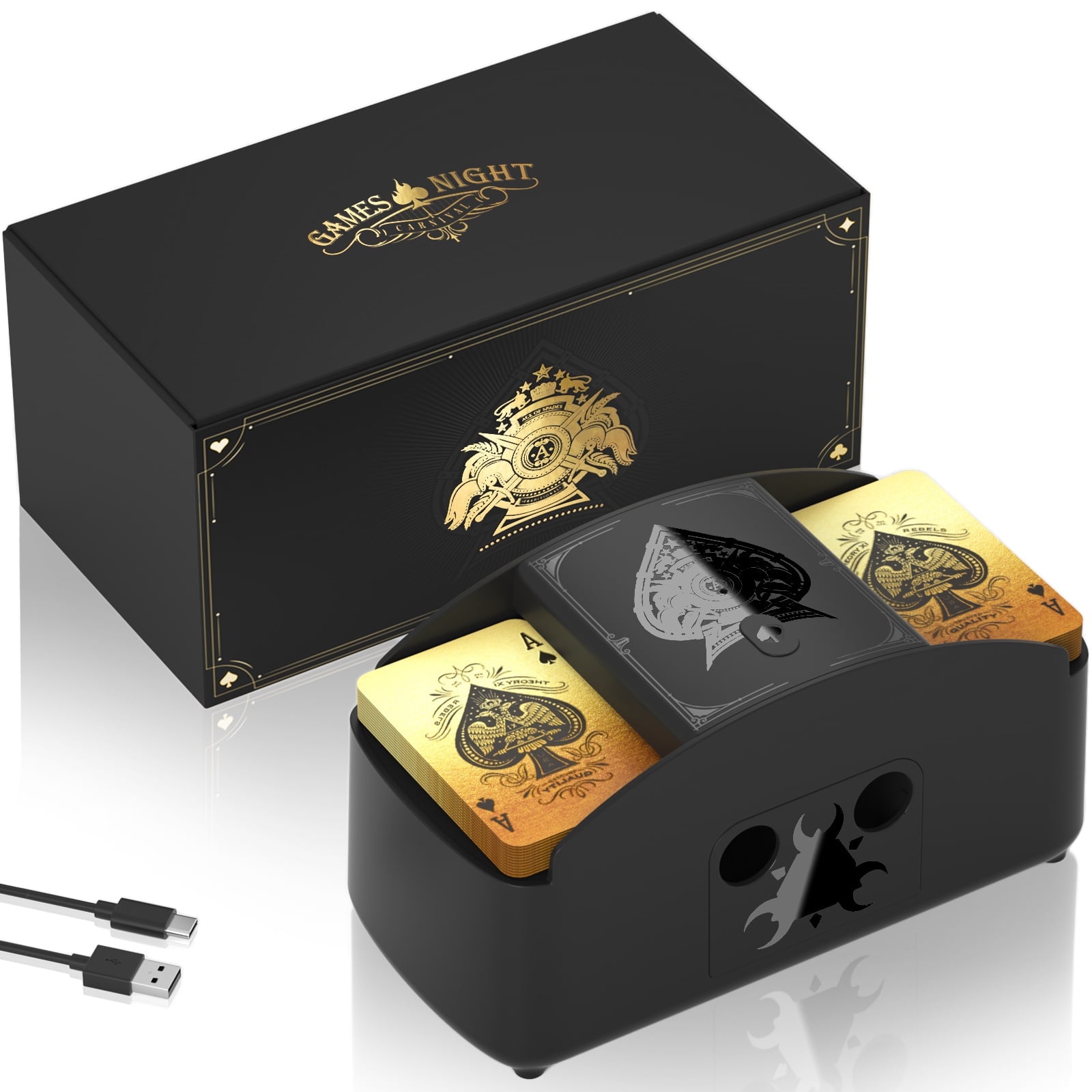 One Key Start Automatic Electric Card Shuffler for 1 - 2 Deck Playing ...