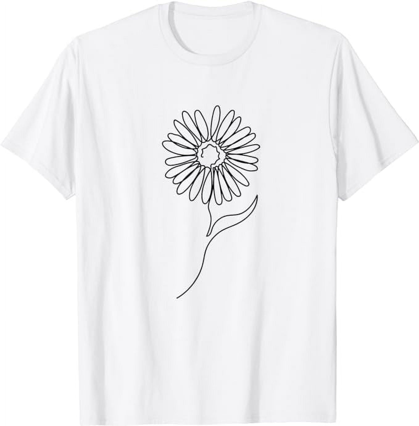 One Line Drawing Sunflower Single Art T-Shirt - Walmart.com