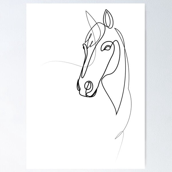 One Line Horse - Fiducia Poster Wall Art, Modern Wall Decor For Living ...
