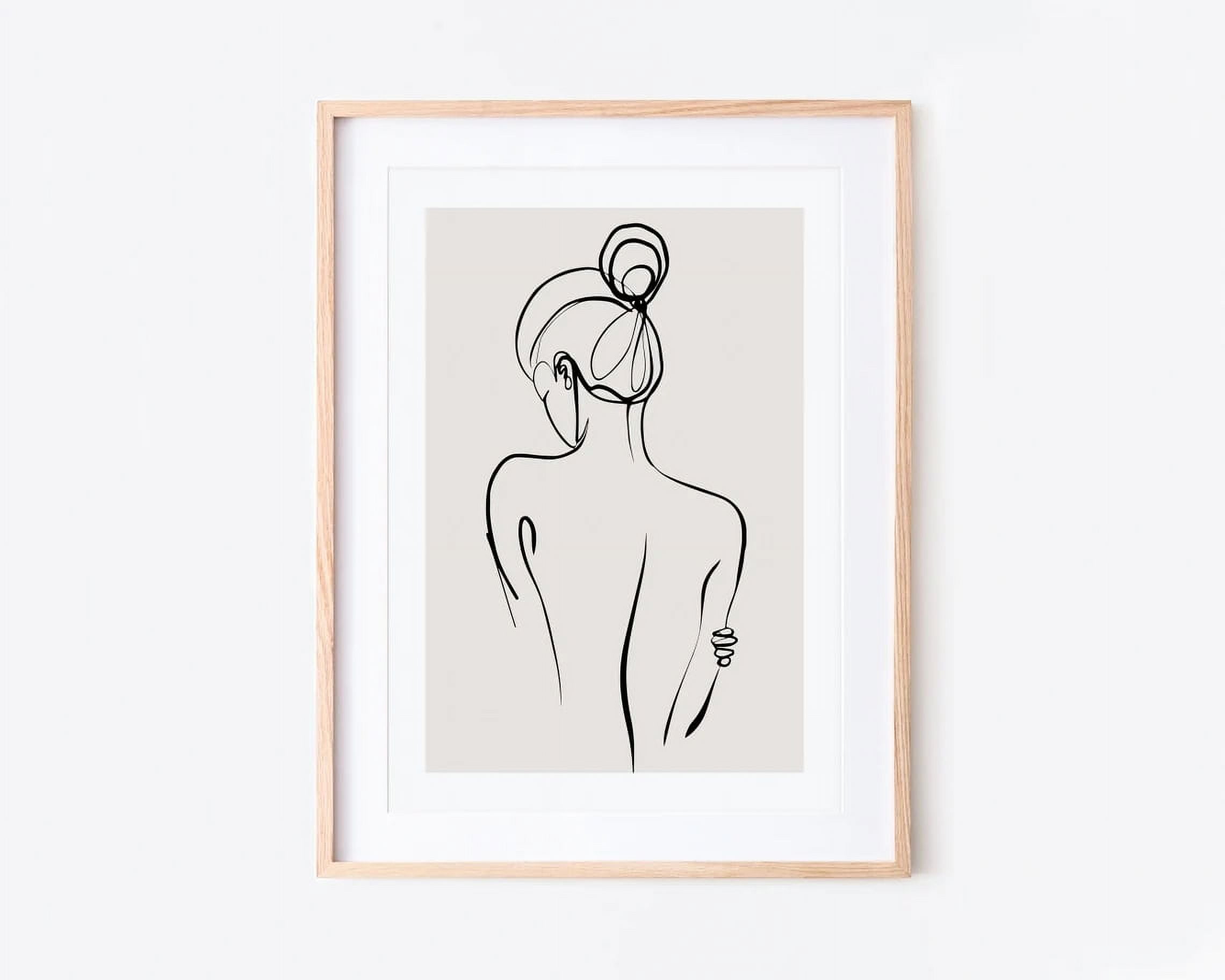 One Line Modern Girl Silhouette Line Art Print Single Line Figure ...