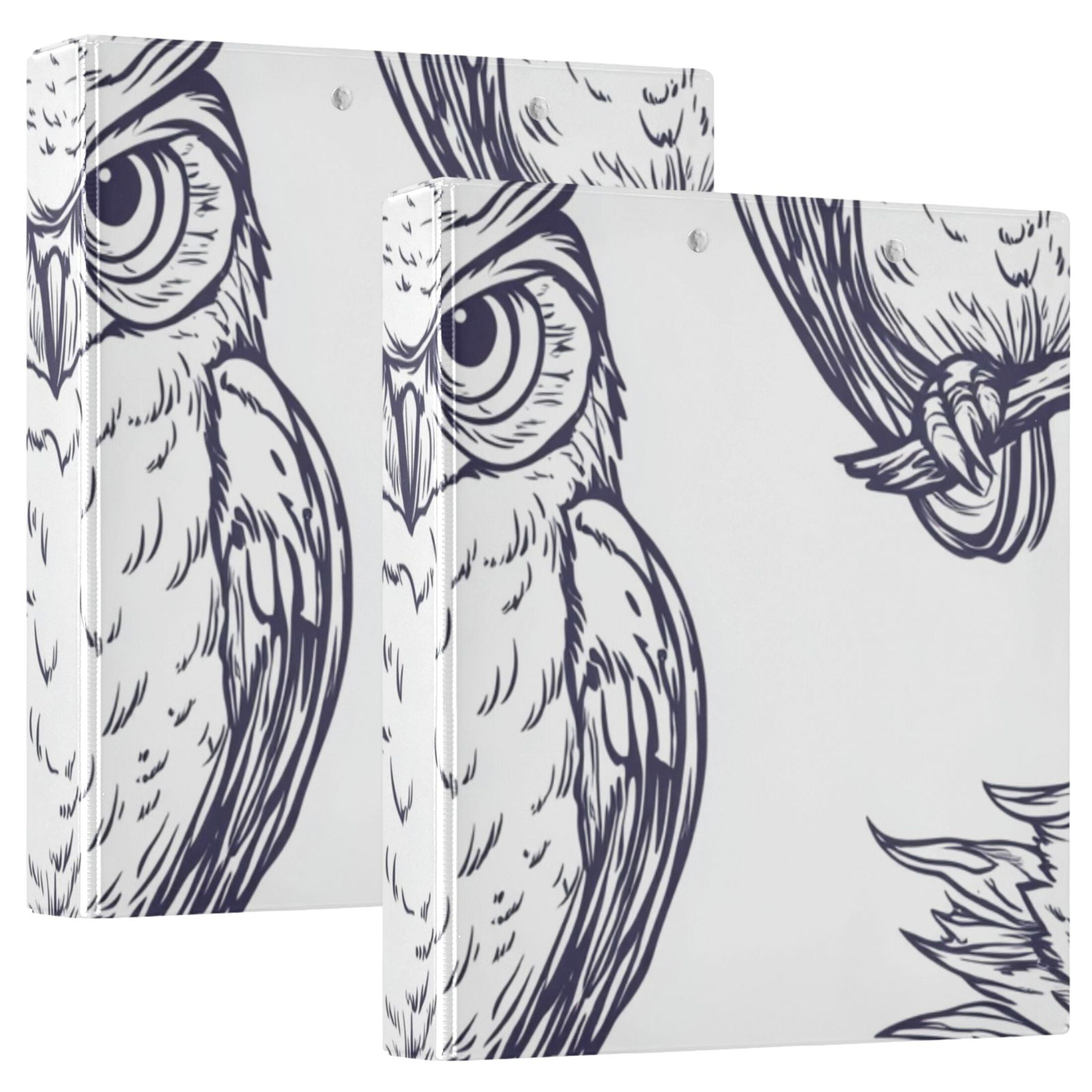 One Line Owls 3 Ring Binders 1.5 inch Hardcover File Folders with ...