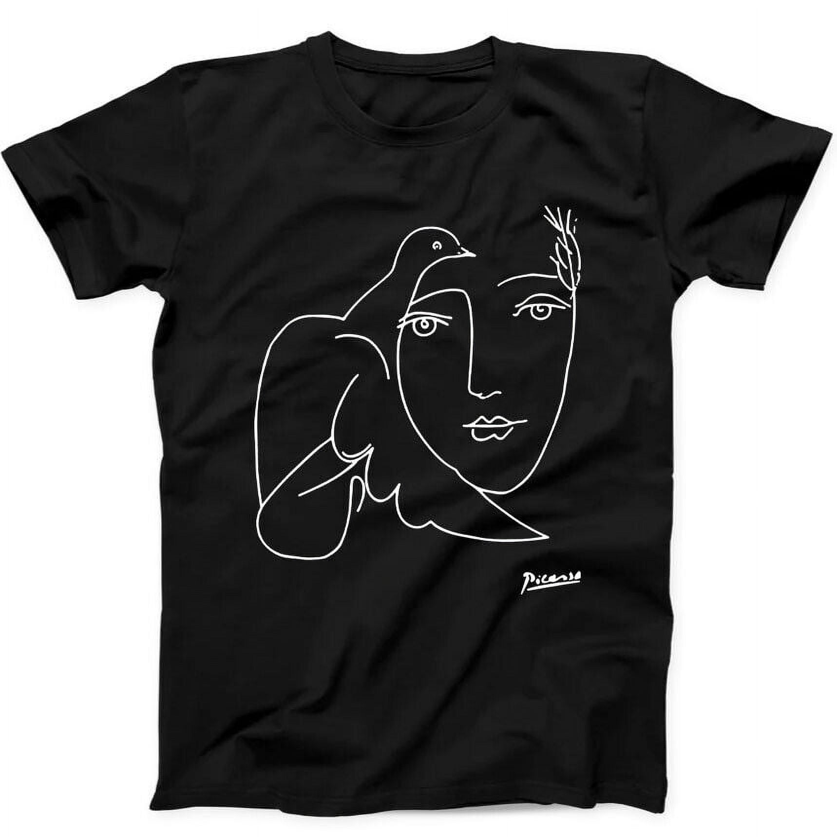 One Line Picasso Fearless Art Drawing Cartoon Anime Gift Tee Black T ...