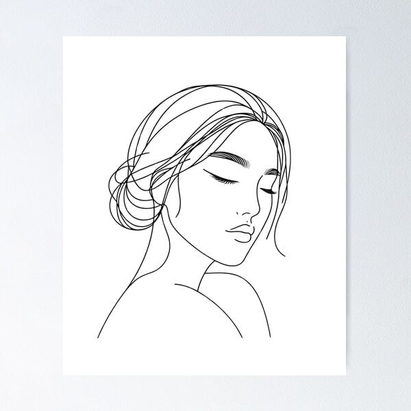 One Line Woman Face Drawing, Abstract Minimal Female Single Line Art ...