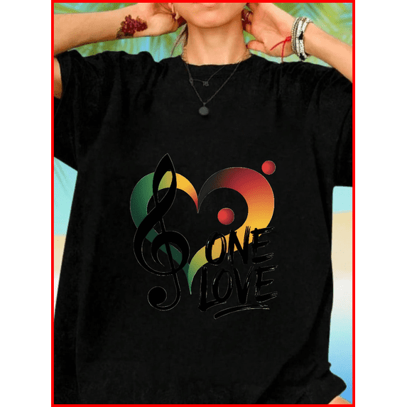 One Love Music Note Colorful Artistic Inspirational Retro Reggae Style ...
