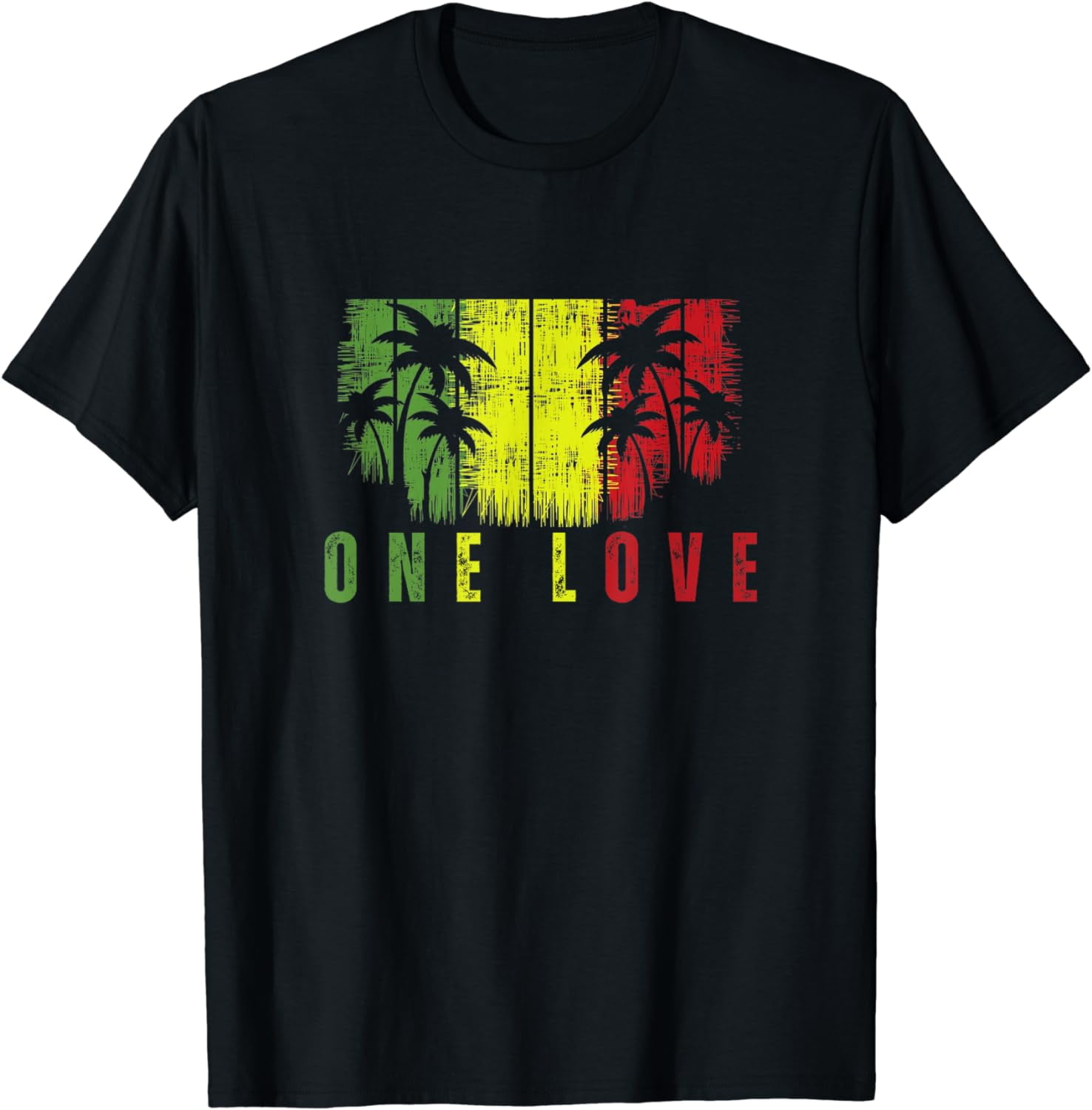 One Love Palm Tree Reggae Music Rasta T-Shirt - Walmart.com