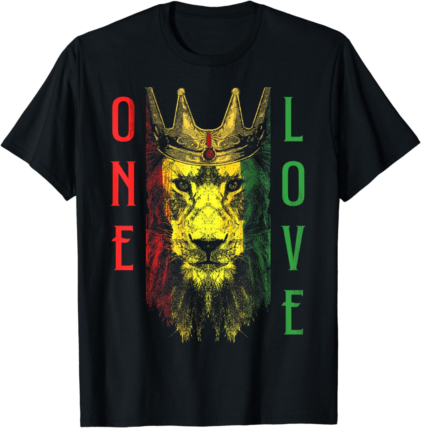 One Love Rasta Lion Jamaican Pride Reggae African T-Shirt - Walmart.com