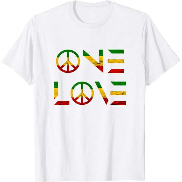 One Love Rasta Reggae Music Peace Jamaica Rastafarian Roots T-Shirt ...