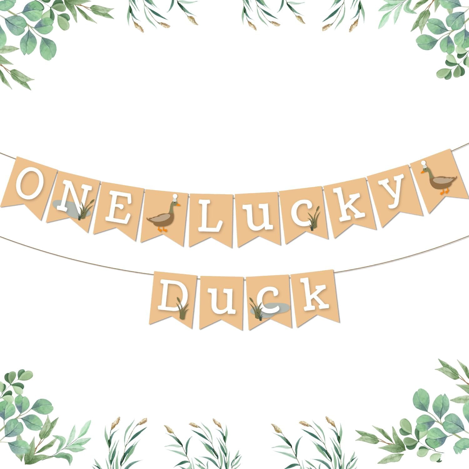 One Lucky Duck Banner One Lucky Duck Birthday Decoration Mallard Duck ...