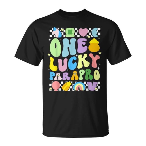 One Lucky Parapro St Patricks Day Paraprofessional Groovy TShirt ...