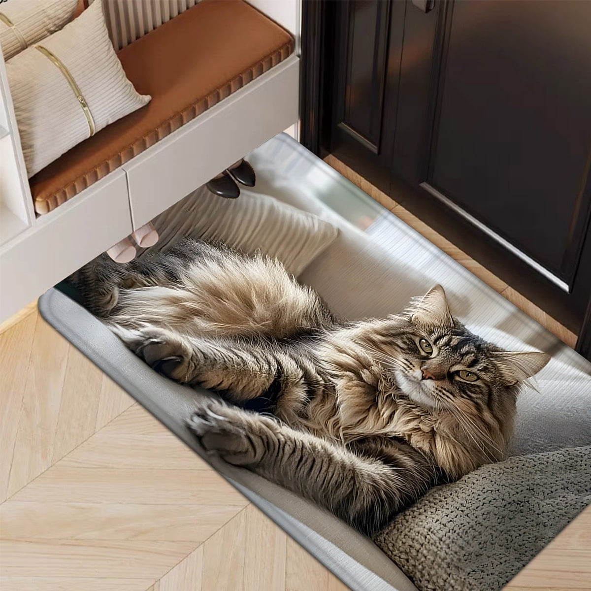 One Maine Coon Cat Doormat - a Non-Slip Entry Mat Featuring a Lifelike ...