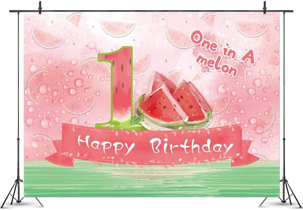 One in A Melon Backdrop Watermelon 1st Birthday Party Decorations for ...