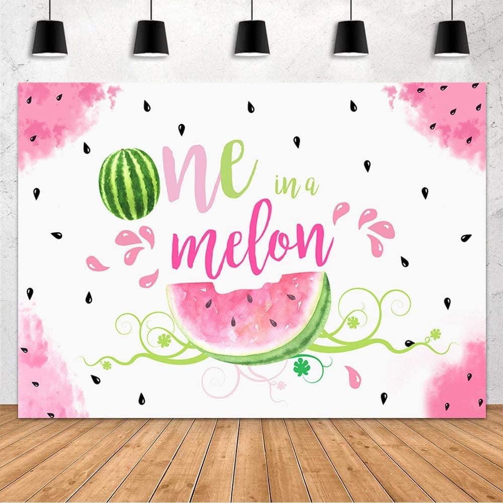 One in a Melon Backdrop Watermelon Theme Happy 1st Birthday Party ...