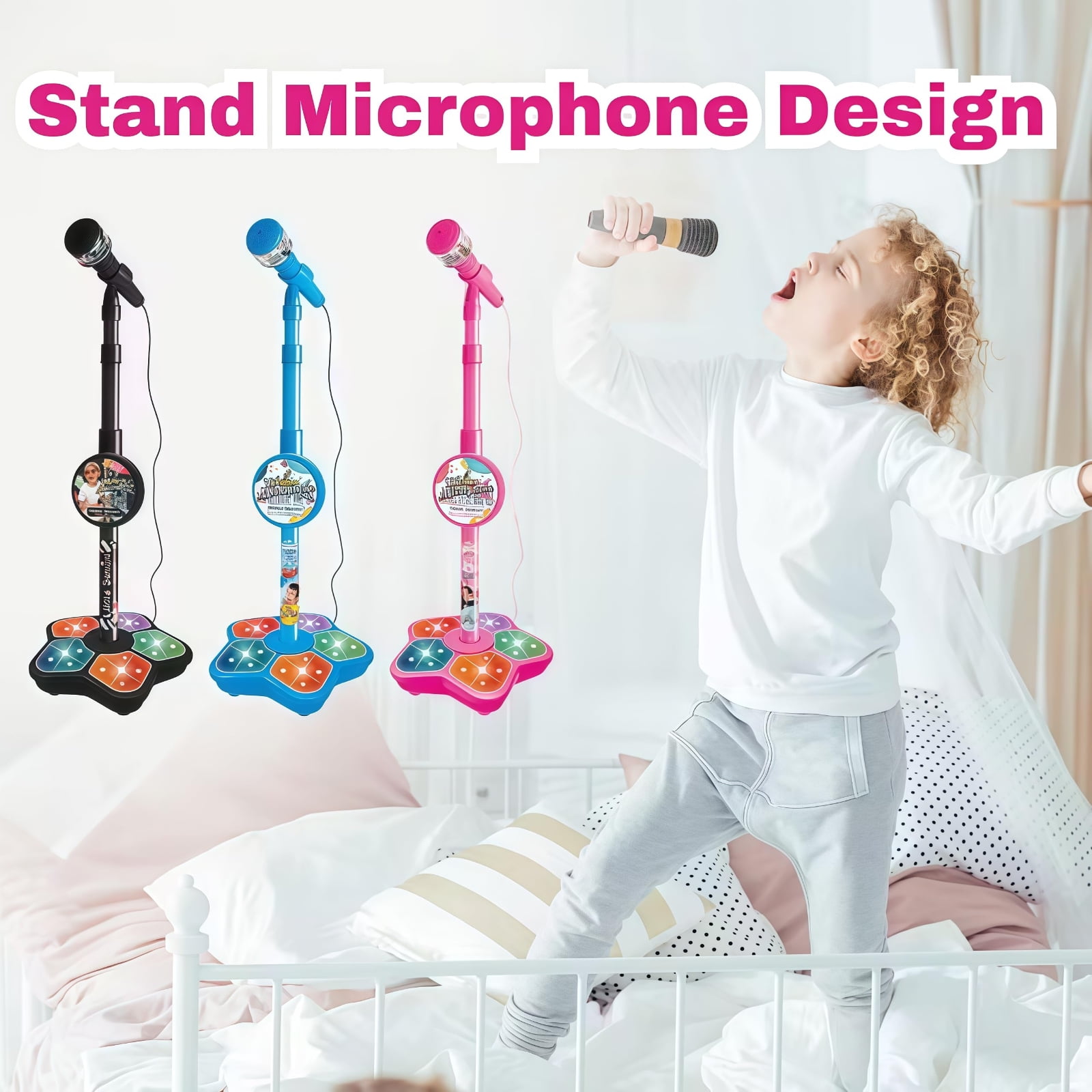 All in One Microphone Toy, Karaoke Machine with Stand Up Microphone for ...