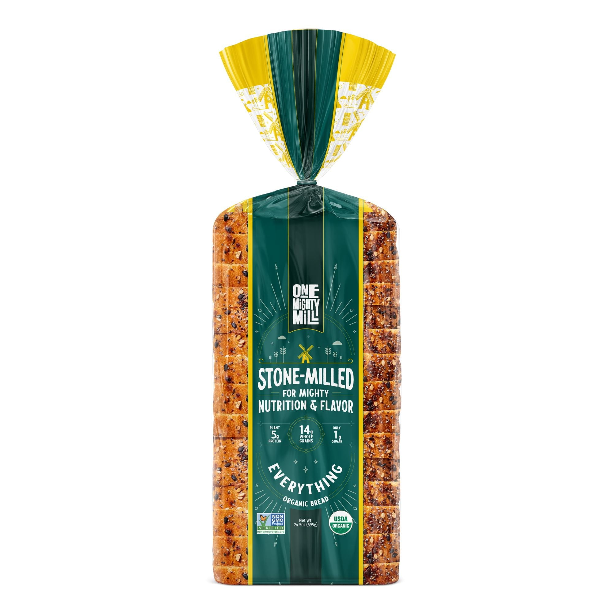 One Mighty Mill Stone-Milled Everything Organic Sliced Bread Loaf, 24.5 Ounce - Walmart.com