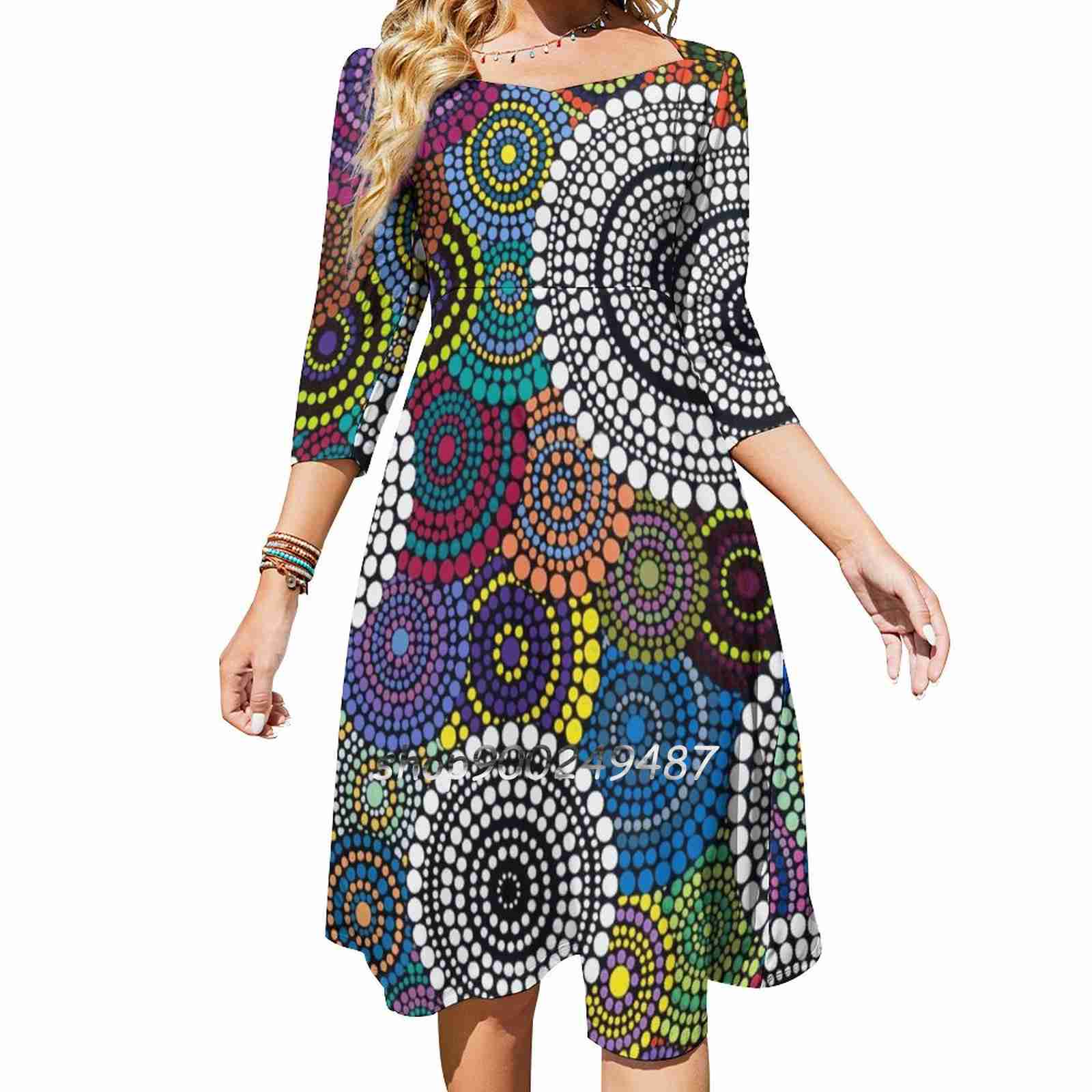 One Mob Square Neck Dress Sweet Summer Dress Women Elegant Halter Print ...
