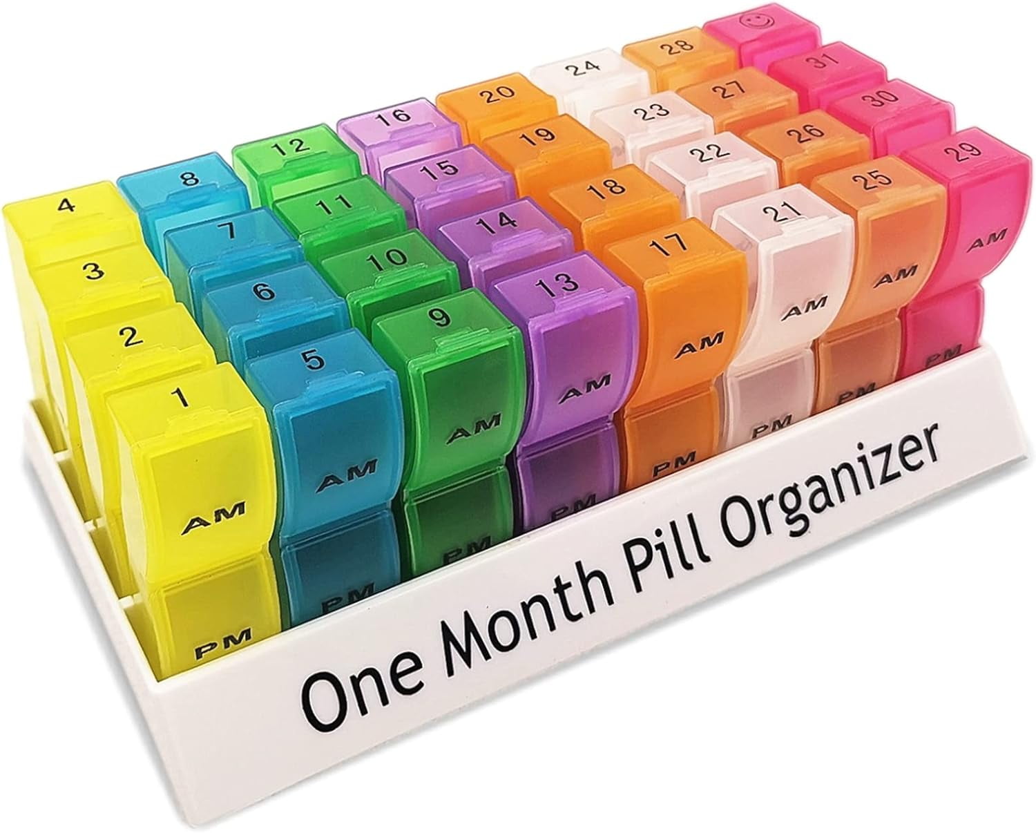 One Month Pill Organizer 2 Times a Day, Monthly AM/PM, Box for Vitamins ...