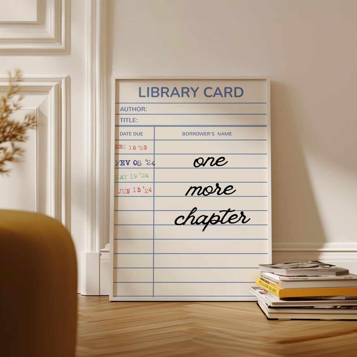 One More Chapter Library Card Poster Book Lover Wall Art Poster Decor ...