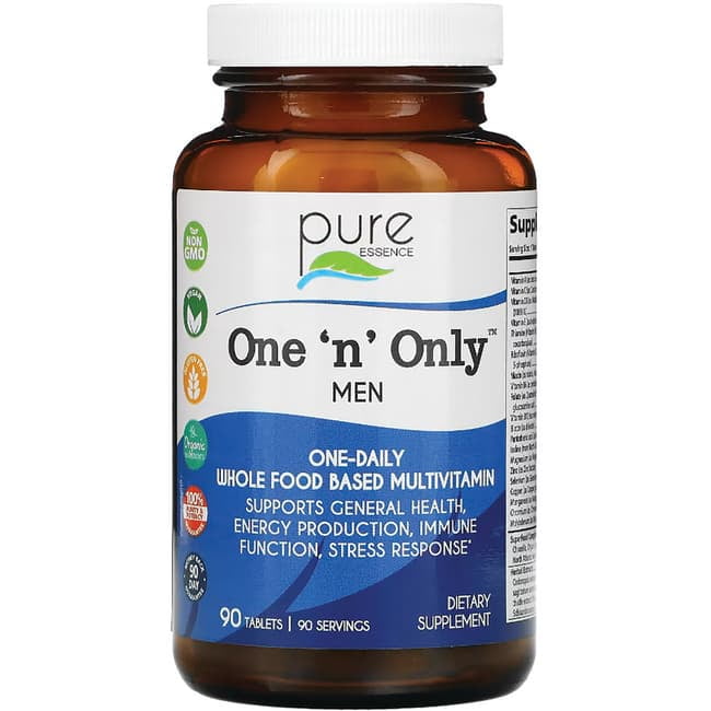 Pure Essence One N Only Men's Multivitamin, Superfoods, Enzymes, B12 ...