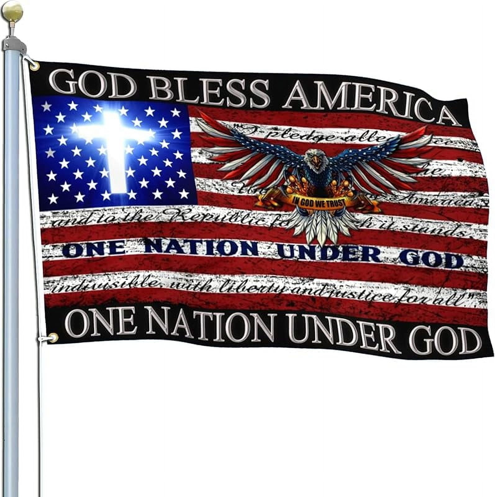 One Nation Under God Flag God Bless America Flag With Eagles Flags for ...