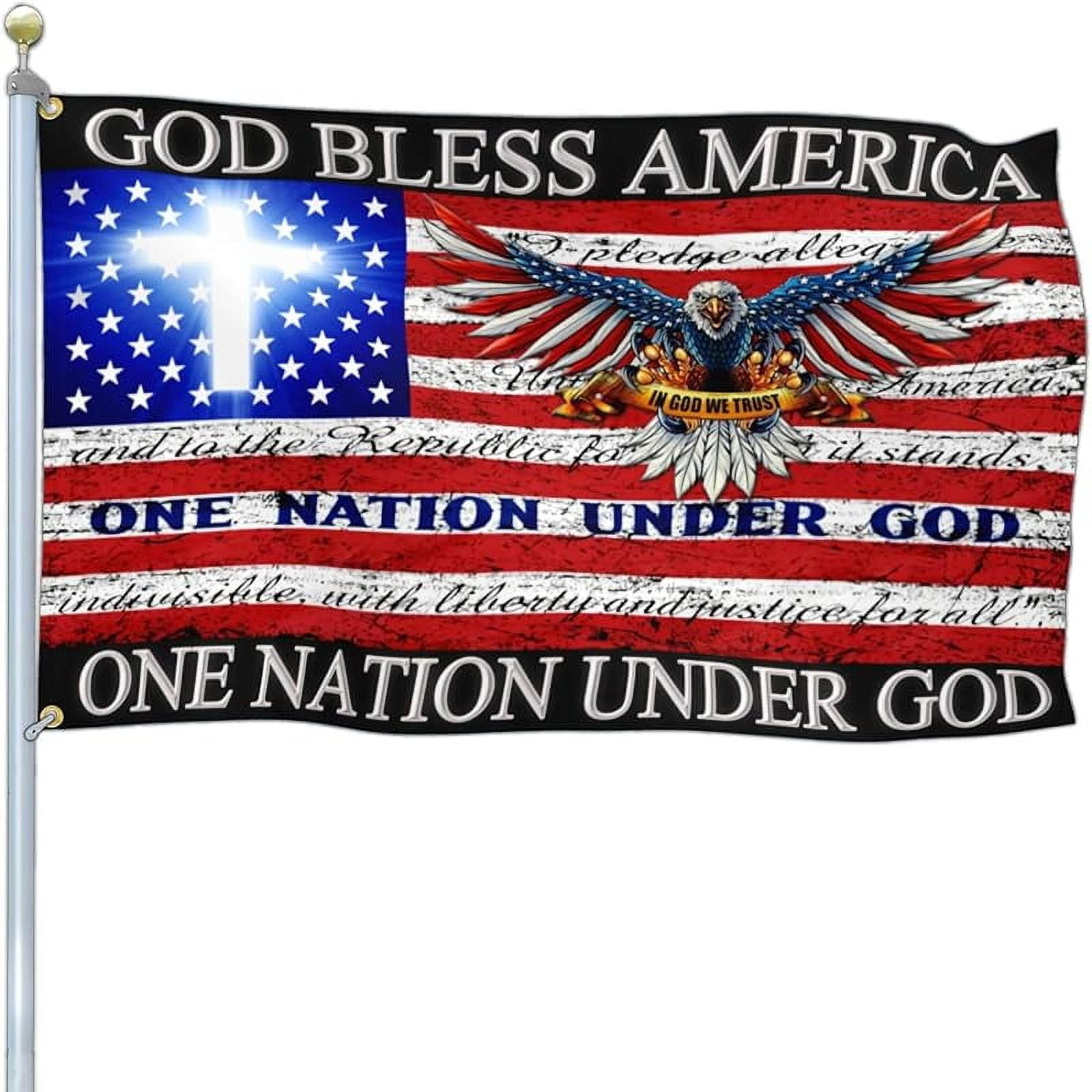 One Nation- Under God Flag God Bless America Flag- With Jesus Christ ...