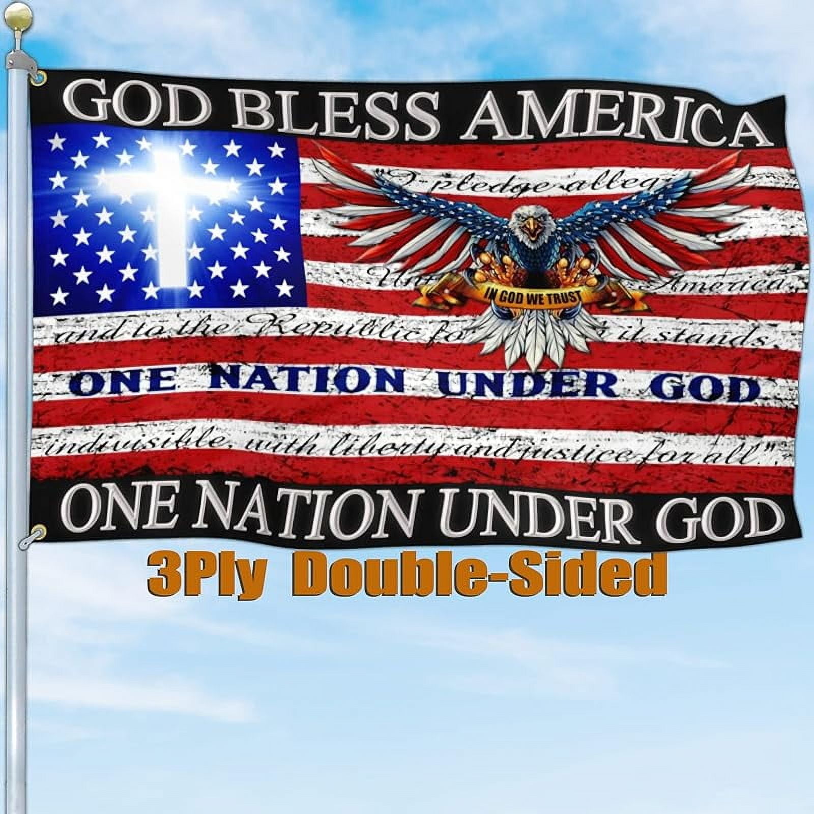 One Nation Under God Flag Patriotic God Bless America Flag Christian ...
