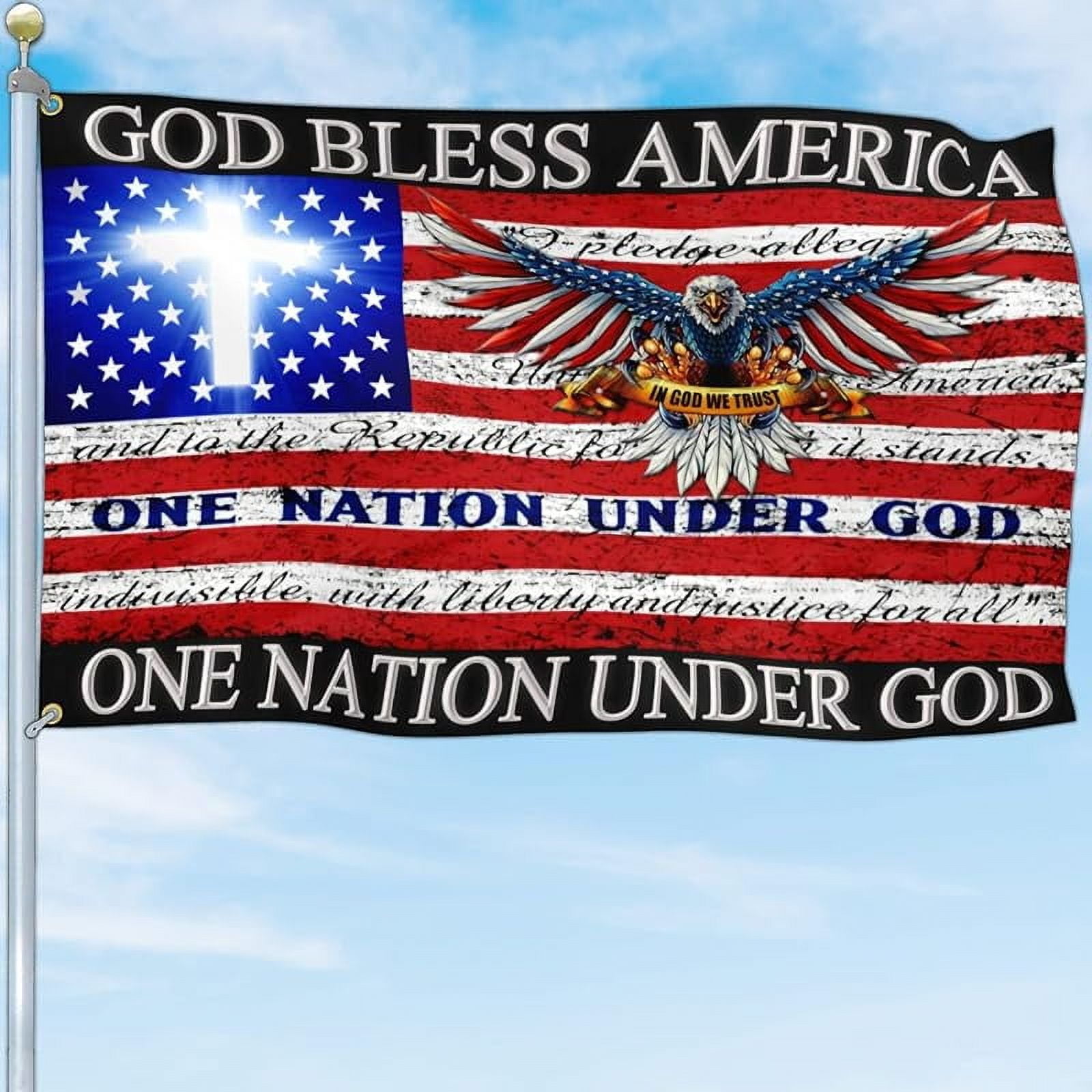 One Nation Under God Flag Patriotic God Bless America Flag Christian ...