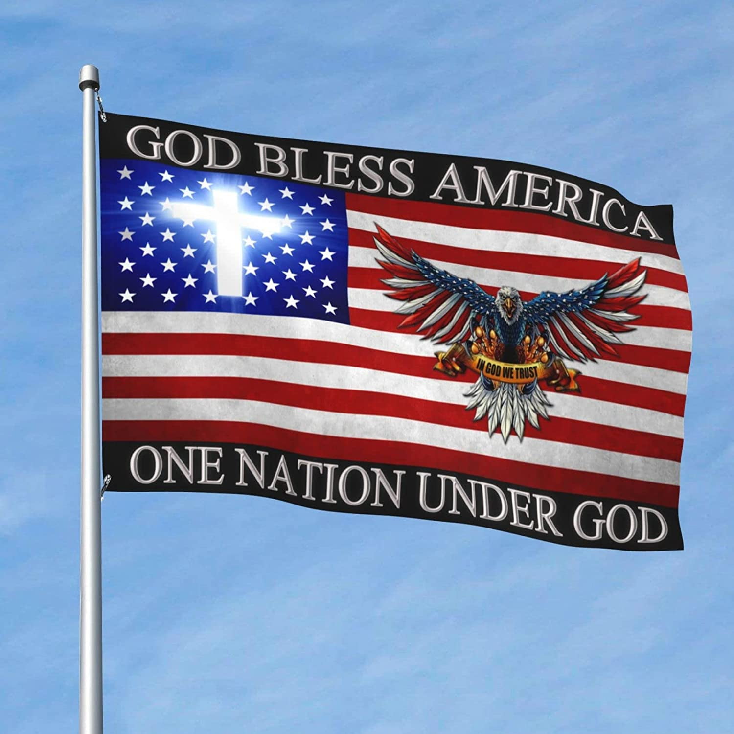 One Nation Under God Jesus Flag God Bless America Flag 3x5 Ft Outdoor ...