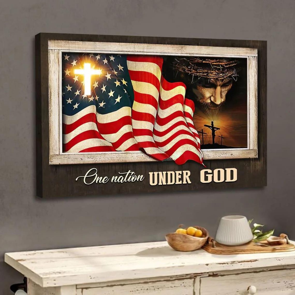 One Nation Under God Wall Art Canvas – Christian Patriotic Canvas ...