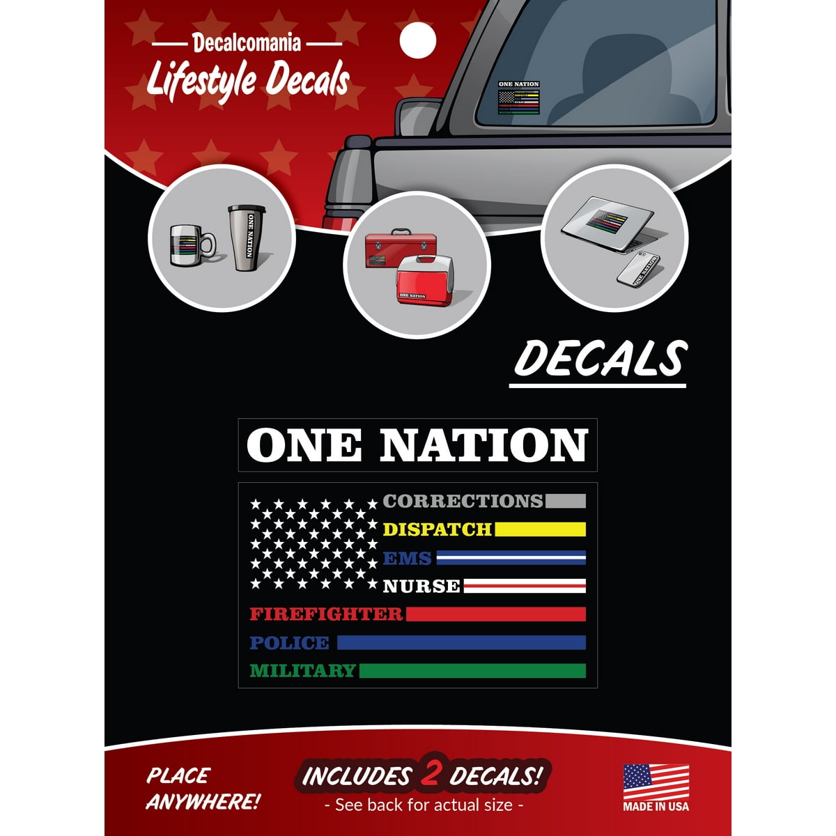 One Nation Thin Line Flag Decals - Corrections, Dispatch, EMS, Nurse ...