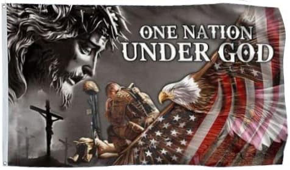 One Nation Under God Be Still And Know That I Am God Christian Jesus American Flag 3x5 Ft - UV ...