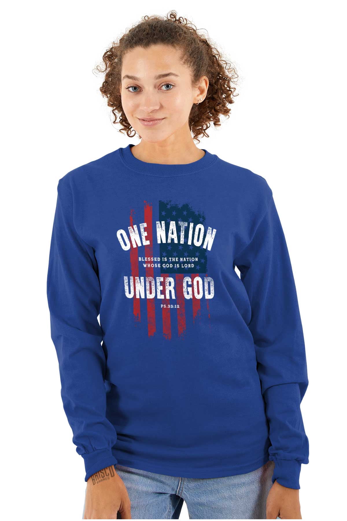 One Nation Under God Blessed USA Flag Long Sleeve TShirt Men Women ...