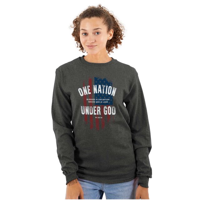 One Nation Under God Blessed Usa Flag Long Sleeve Tshirt Men Women