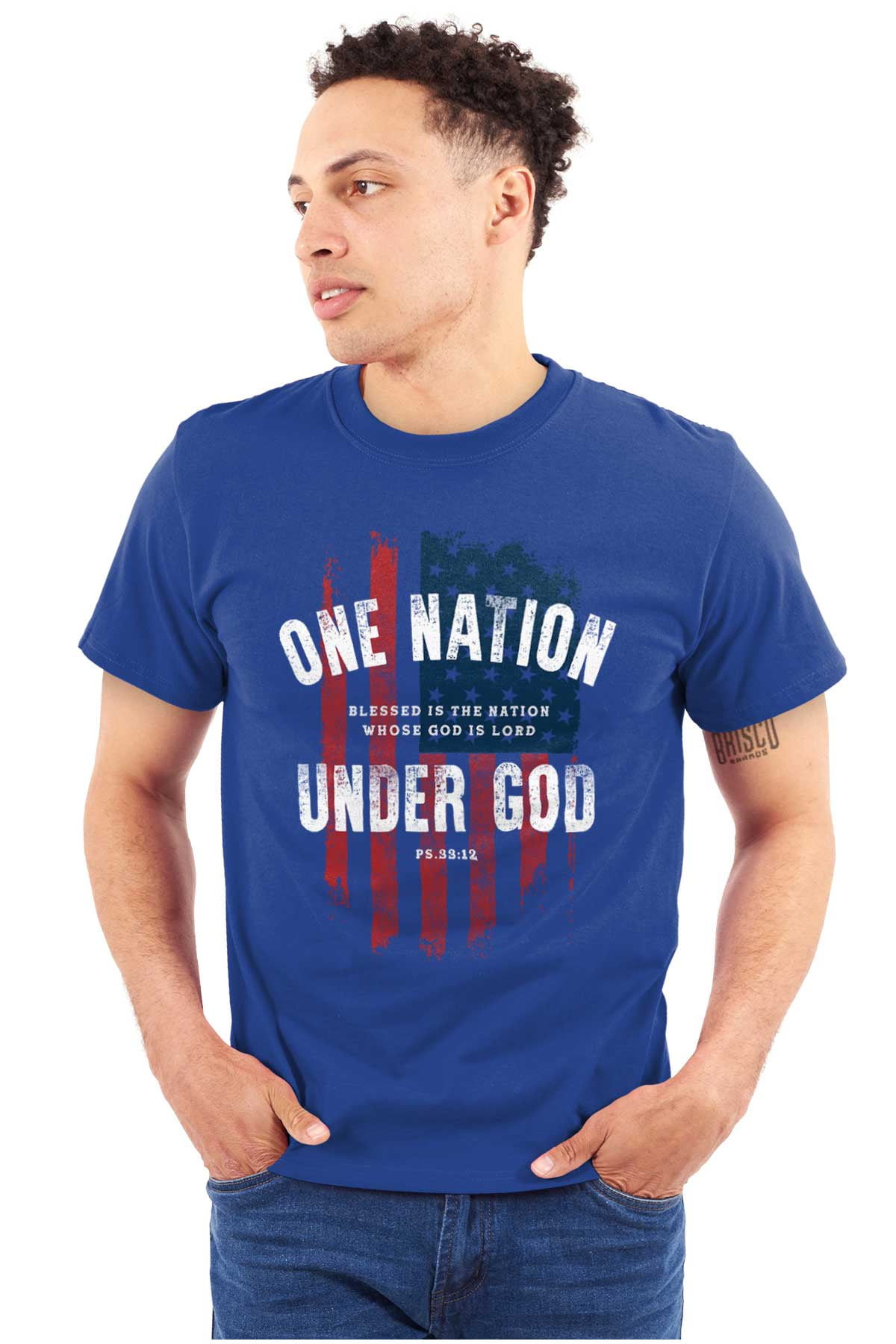 One Nation Under God Blessed USA Flag Plus Size Crewneck Graphic Tee ...