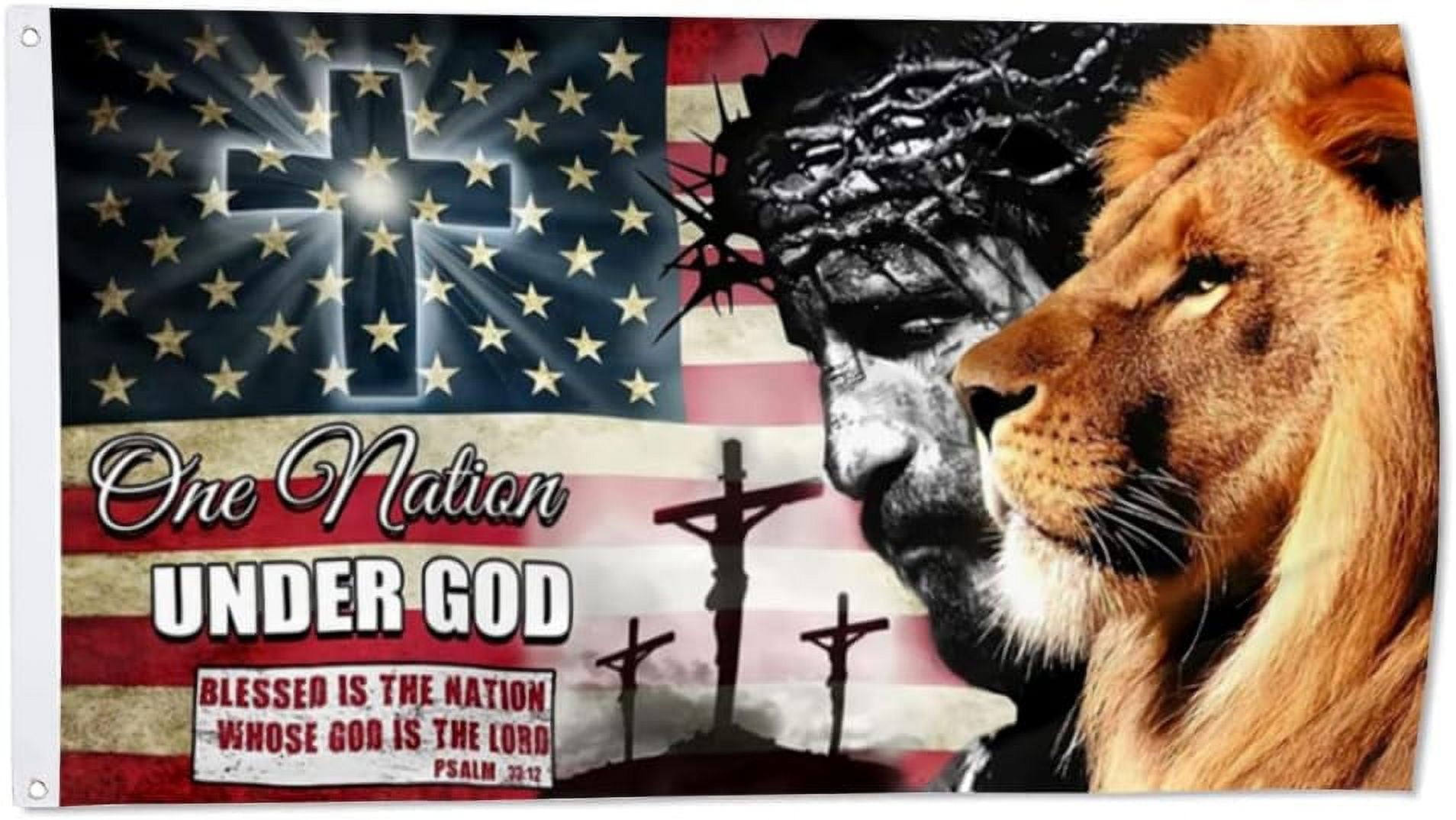 One Nation Under God Christian Jesus American Flag 4.85x8 ft - UV Fade ...