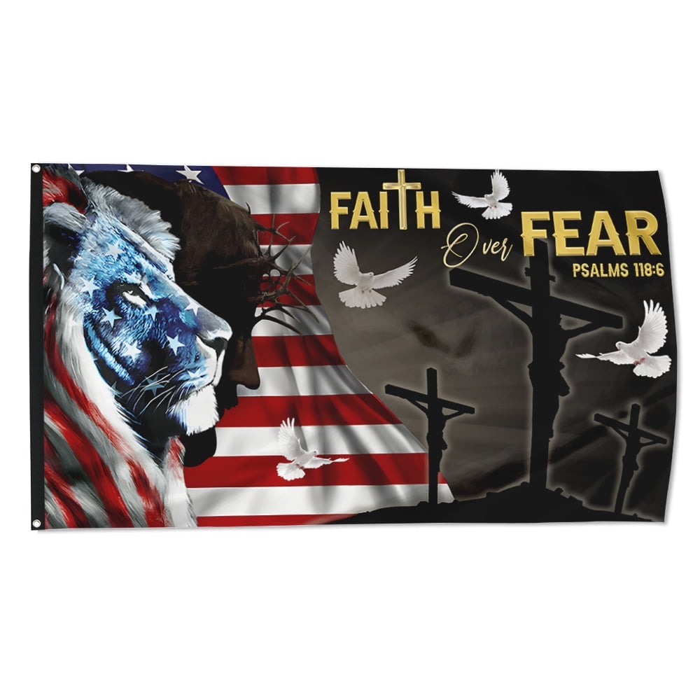 One Nation Under God Christian Jesus American Flag Faith Over Fear flags Polyester 3x5 FT banner ...