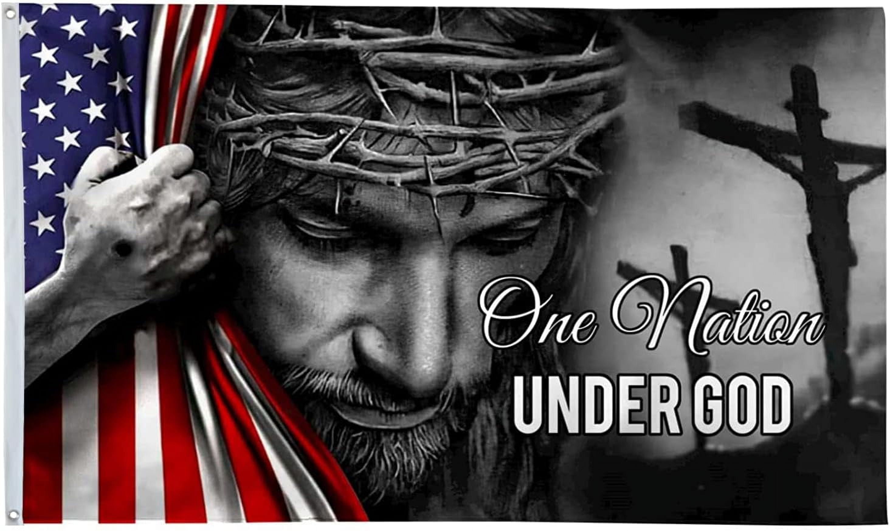 One Nation Under God Christian Jesus American Flag - UV Fade Resistant ...