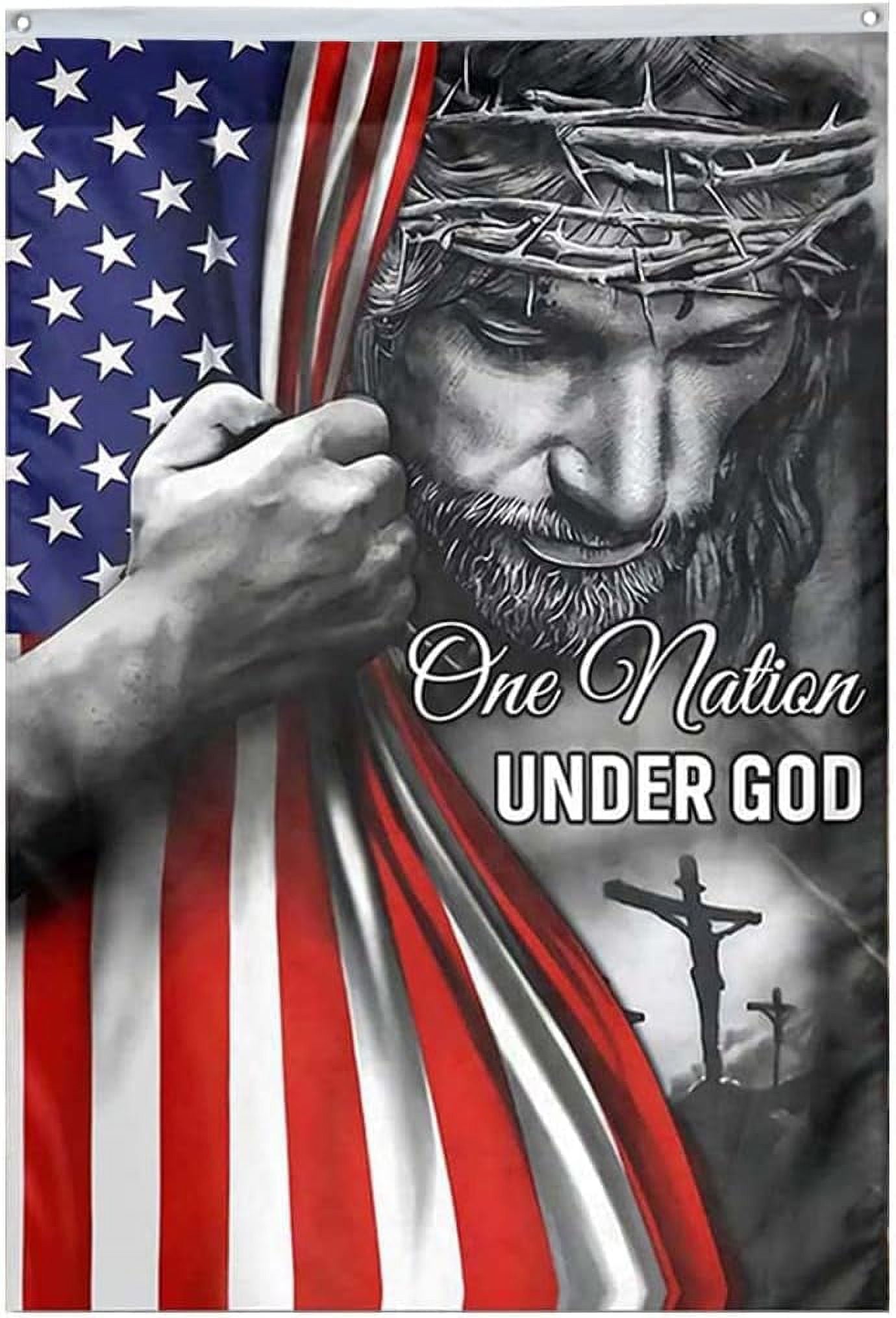 One Nation Under God Christian Jesus American Flag - UV Fade Resistant ...