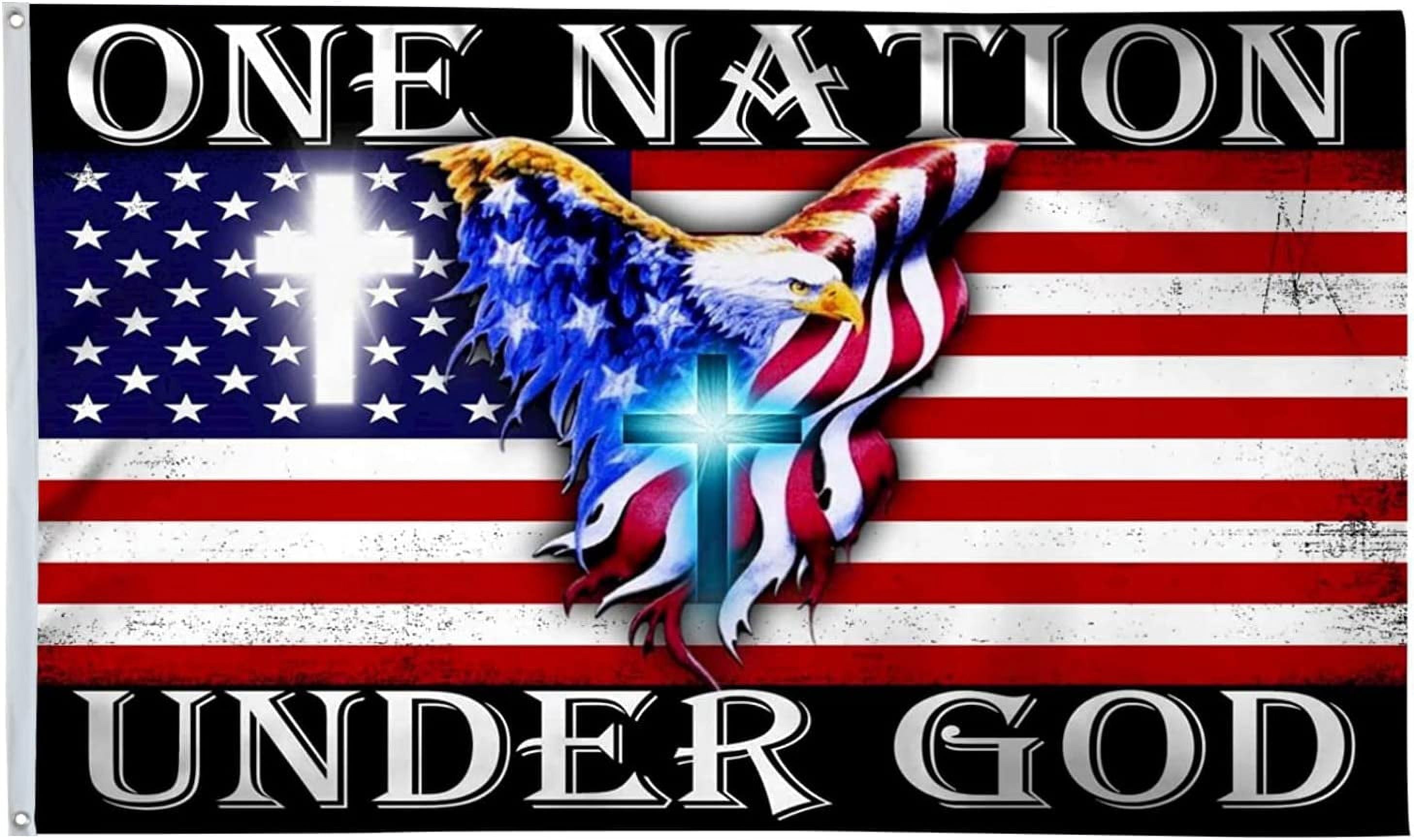 One Nation Under God Eagle Christian Jesus American Flag - UV Fade ...