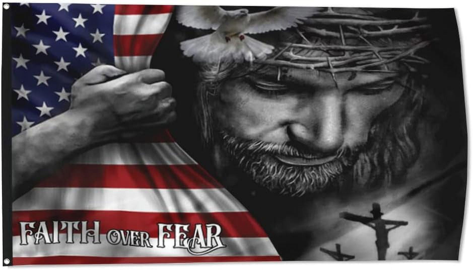 One Nation Under God Faith Over Fear Christian Jesus American Flag - UV ...