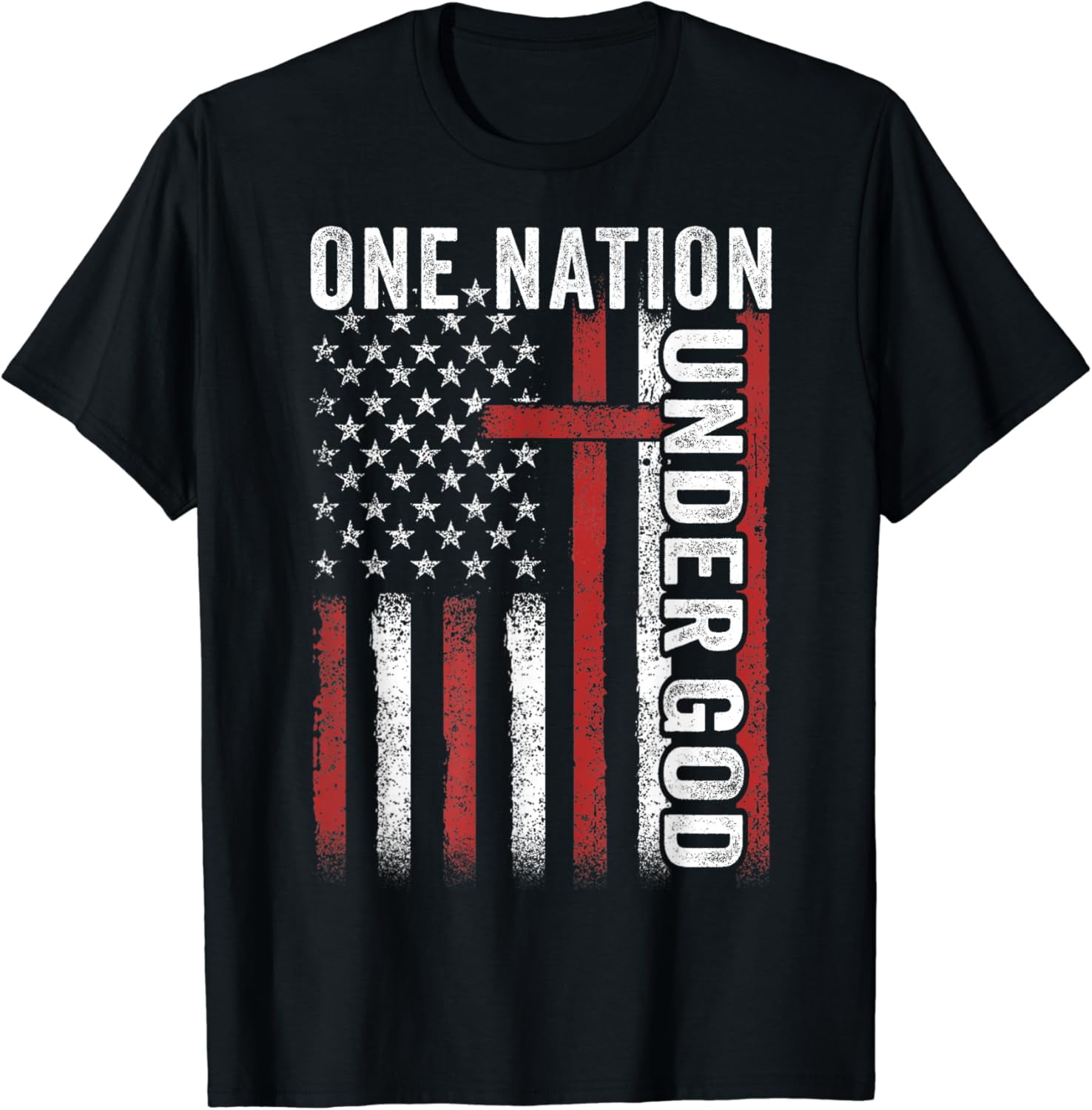 One Nation Under God Flag 4th Of July Patriotic Christian T-Shirt ...