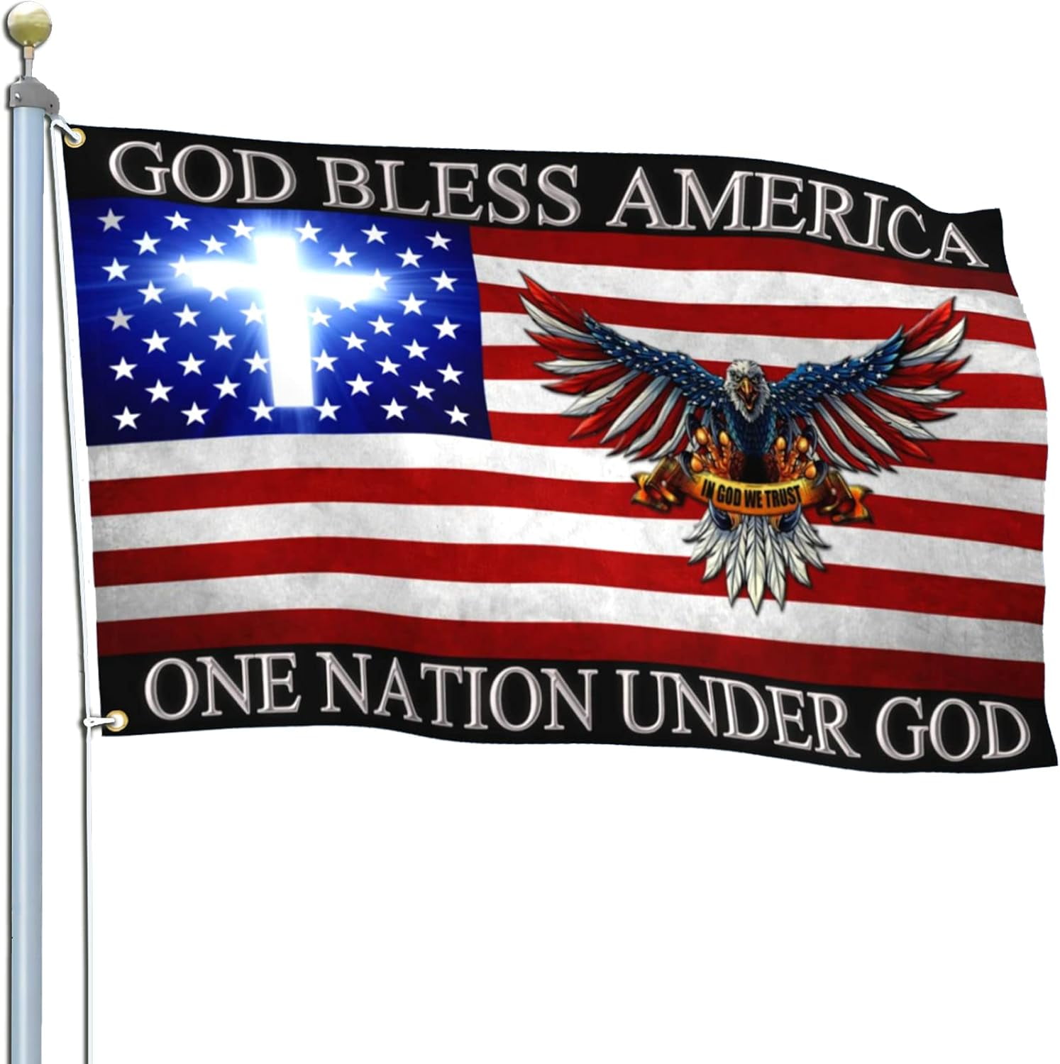 One Nation Under God Flag God Bless America Flag With Eagles Flags for ...