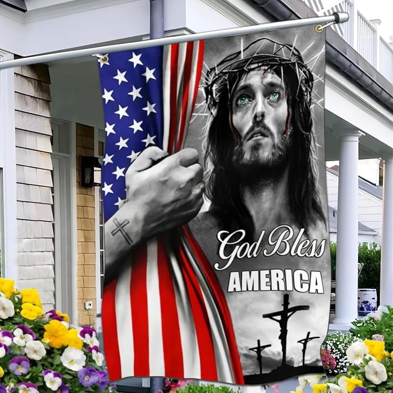 One Nation Under God Flag Christian Jesus American Flags for Outside ...