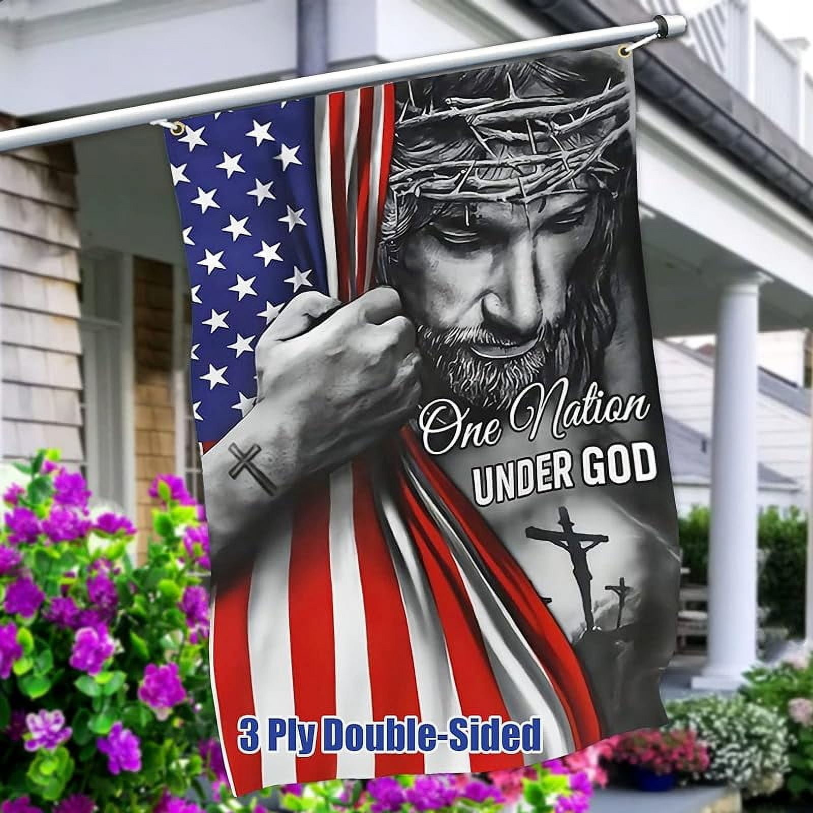 One Nation Under God Flag Easter Jesus American Flag with Jesus Christ ...