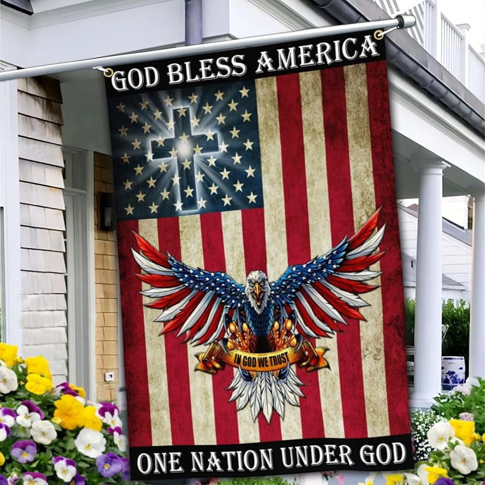 One- Nation Under God Flag Patriotic God Bless -America Flag Christian ...