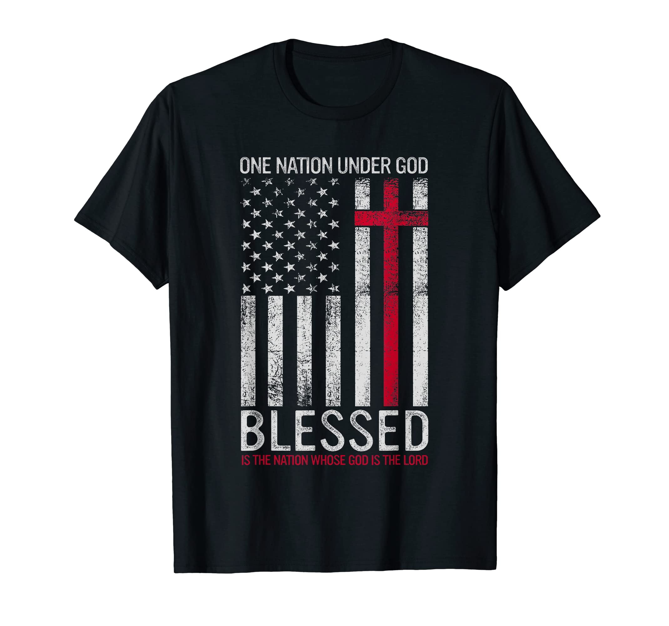 One Nation Under God Jesus Blessed American Flag 4th Of July T-Shirt ...