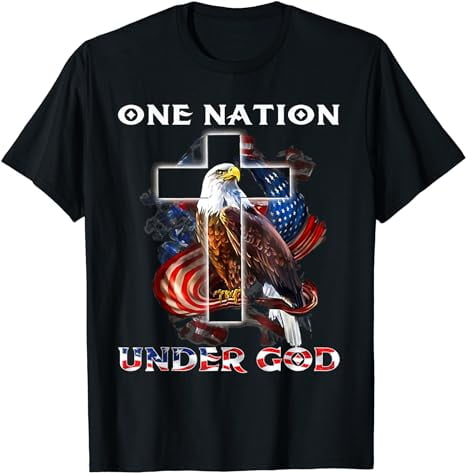 One Nation Under God Jesus USA Cross Bald Eagle 4th Of July T-Shirt - Walmart.com